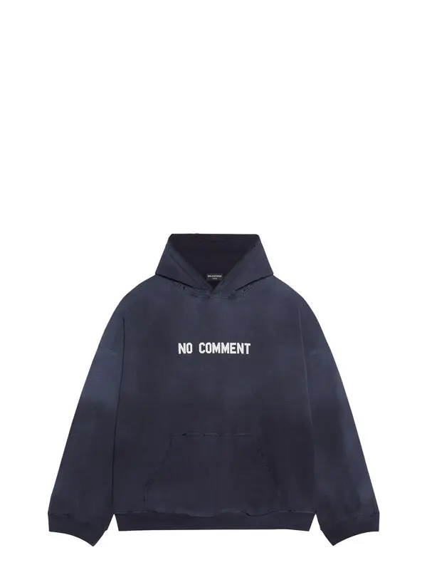 Balenciaga Wide Fit "no Comment" Hoodie - Blue