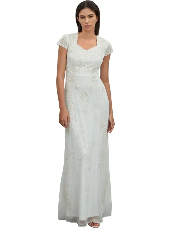 RAISHMA Sandra Floral Beaded Maxi Dress - Ivory