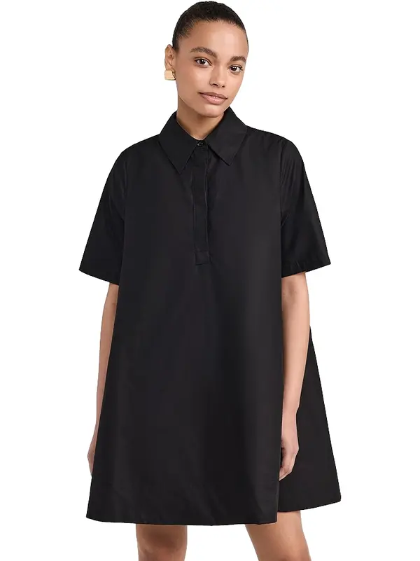 English Factory A-line Short Sleeve Shirt Dress - Black
