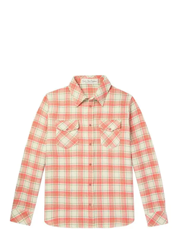 GOD'S TRUE CASHMERE Checked Cashmere Shirt - Orange