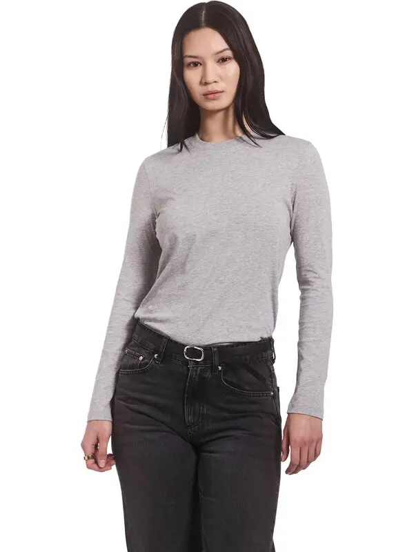 NINETY PERCENT Lightweight Organic Cotton Long Sleeve T-shirt - Grey Marl