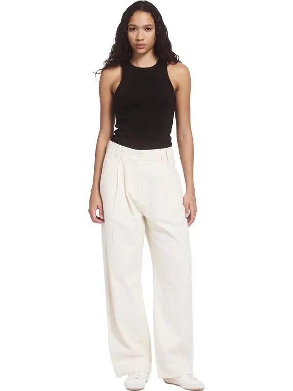 NINETY PERCENT Loose Fit Cotton-linen Blend Trousers - Whisper White