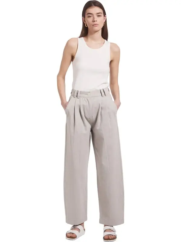 NINETY PERCENT Apollo Organic Cotton-linen Trousers - Stone