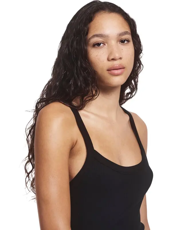 NINETY PERCENT Ribbed Organic Cotton Tank Top - Black