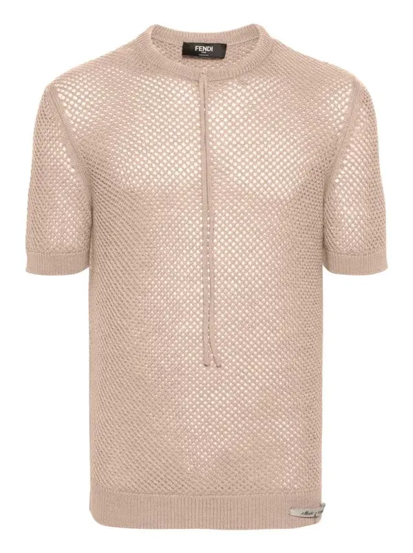 Fendi Open-knit Wool T-shirt - Neutrals