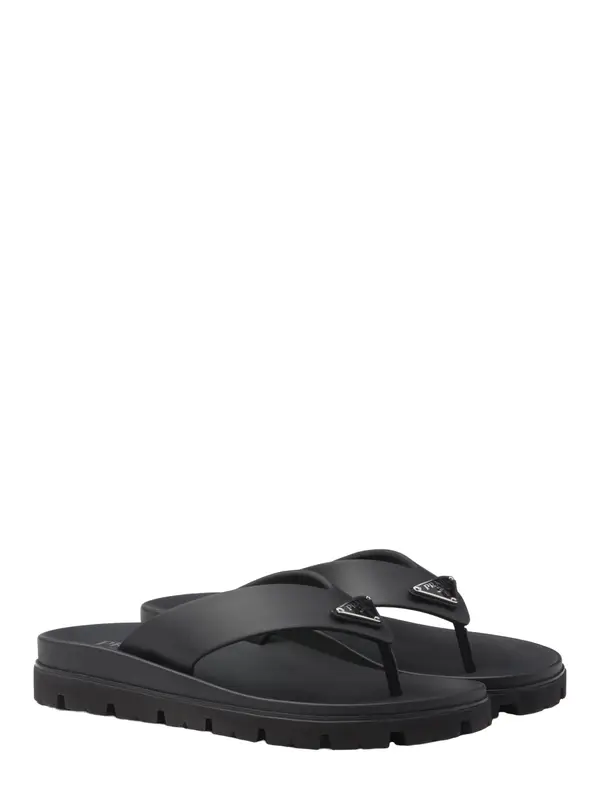 Prada Rubber Thong Sandals - Black