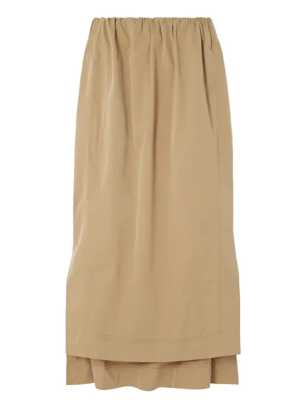 Sasuphi Gilda Gathered Cotton And Silk-blend Maxi Skirt - Neutrals