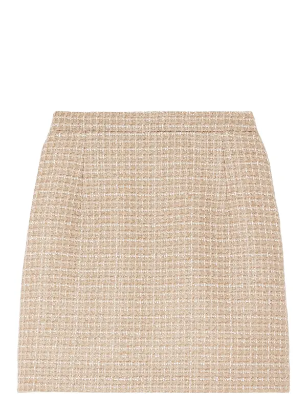 Alessandra Rich Checked Sequin-embellished Metallic Tweed Mini Skirt - Brown