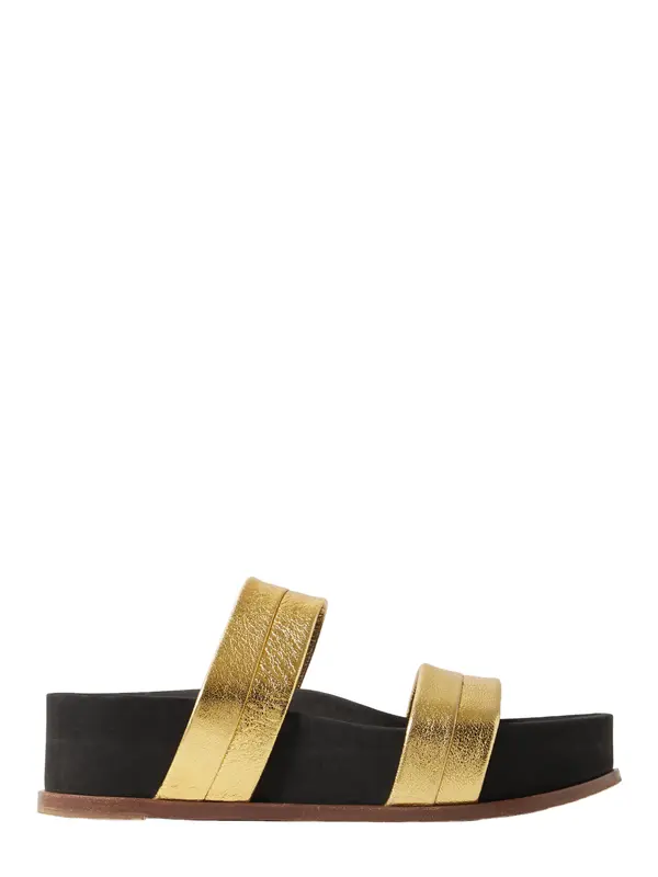 Gabriela Hearst Striker Textured-leather Slides - Black