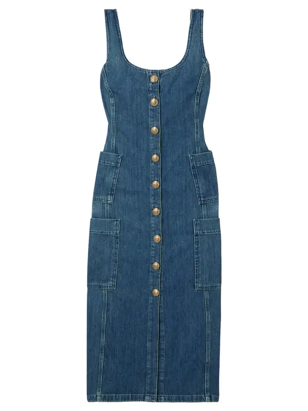 GOLDEN GOOSE Journey Denim Midi Dress - Blue