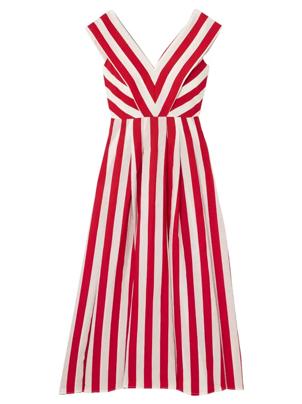 Loretta Caponi Graziella Striped Maxi Dress - Red