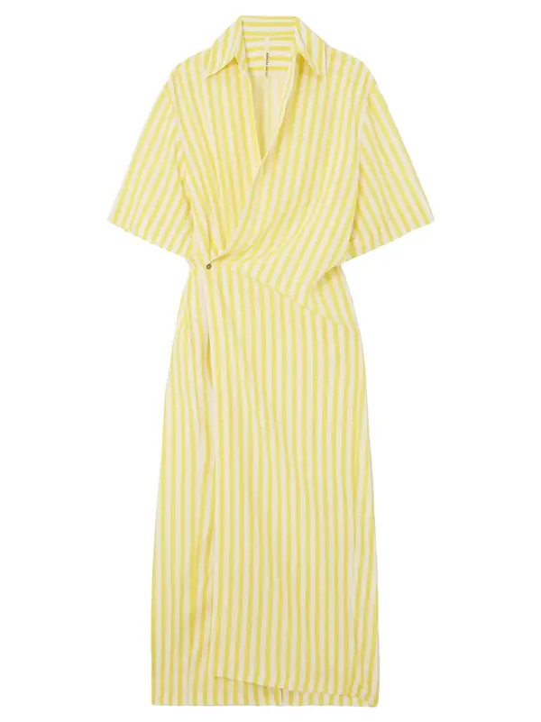 PETAR PETROV Striped Silk-crepon Maxi Dress - Yellow