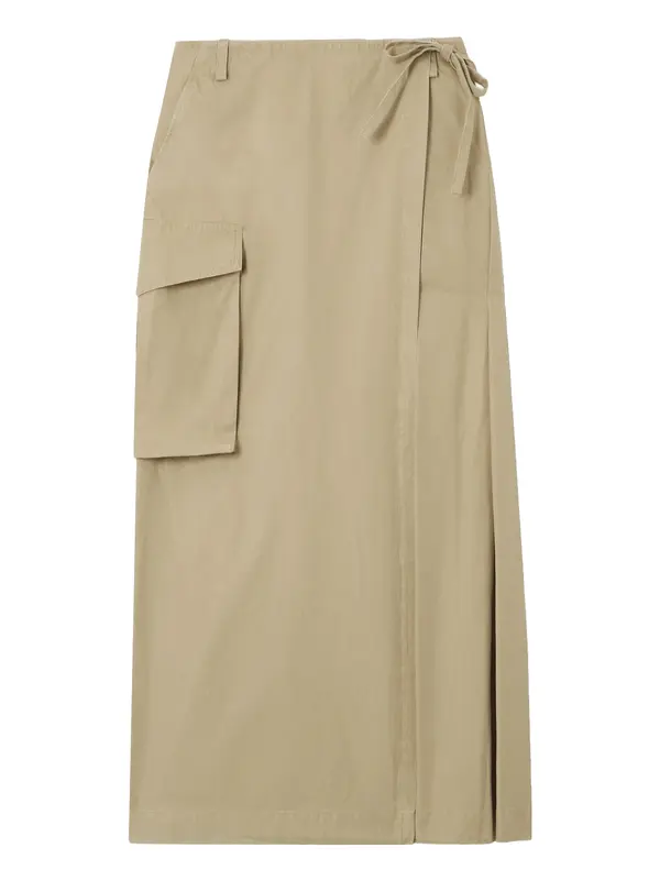 Dries Van Noten Pleated Cotton-twill Maxi Wrap Skirt - Neutrals