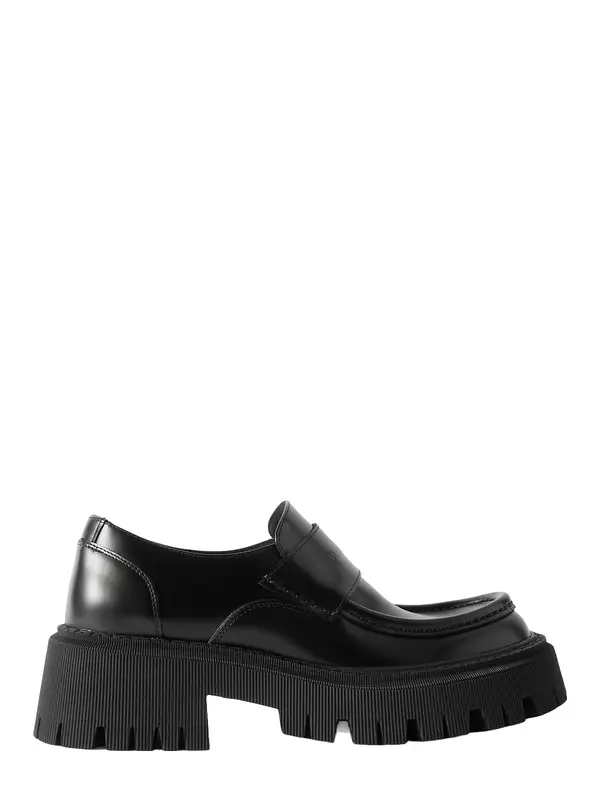 Balenciaga Tractor Leather Loafers - Black