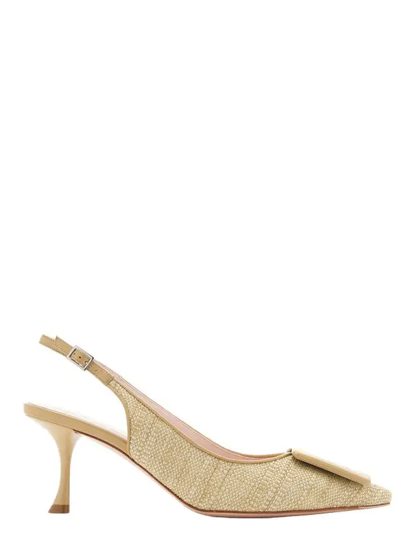 ROGER VIVIER Viv In The City Woven Slingback Pumps - Tan