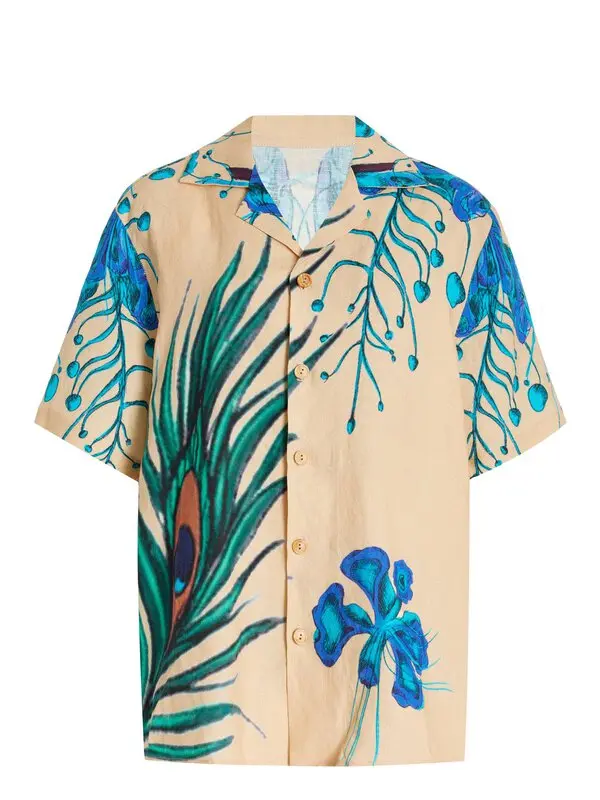 HOUSE OF AAMA Camp Printed Silk Twill Shirt - White