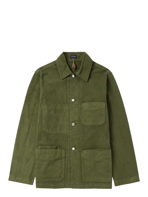 DRAKE'S Cotton-canvas Chore Jacket - Green