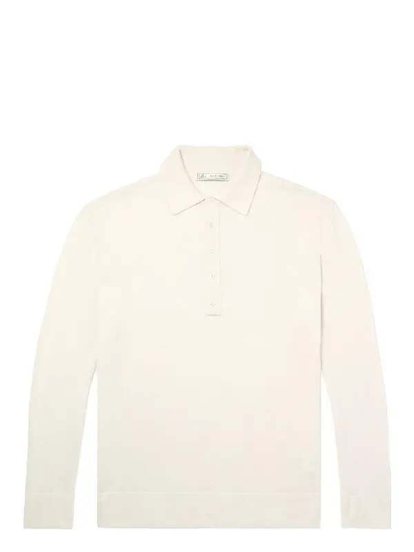 UMIT BENAN Zefira Cashmere And Silk-blend Polo Shirt - Neutrals