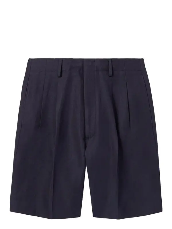 Loro Piana Joetsu Straight-leg Pleated Bermuda Shorts - Blue
