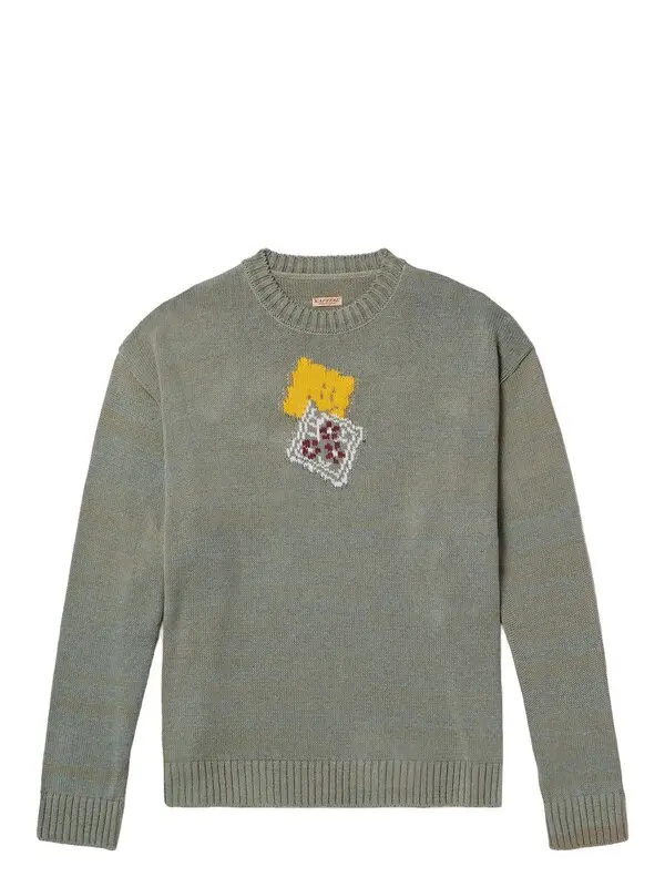 Kapital Peckish Rainbowy Intarsia Sweater - Gray