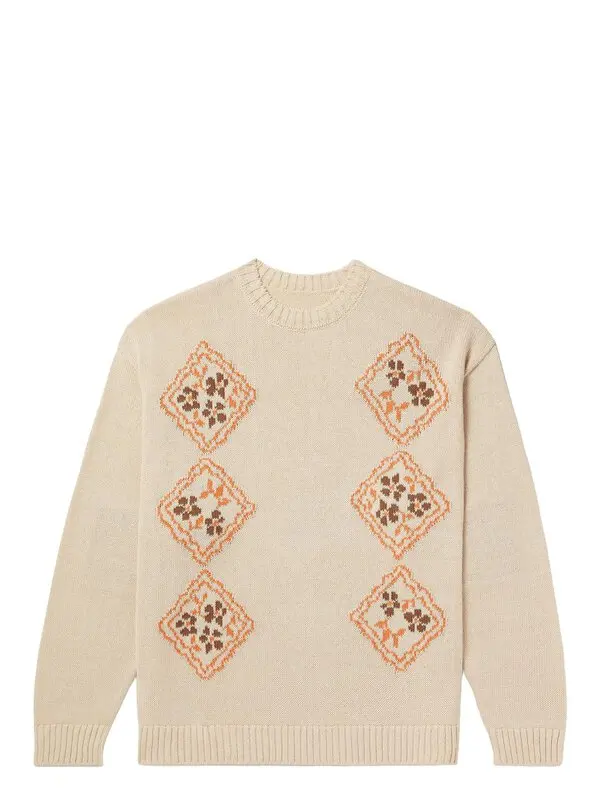 Kapital Jacquard-knitted Cotton-blend Sweater - Neutrals