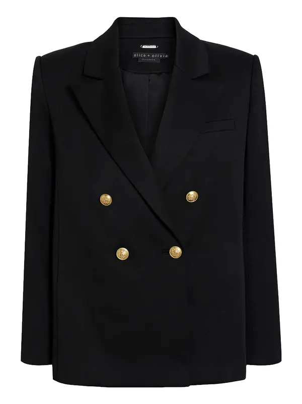 Alice + Olivia Anthony Double-breasted Crepe Blazer - Black