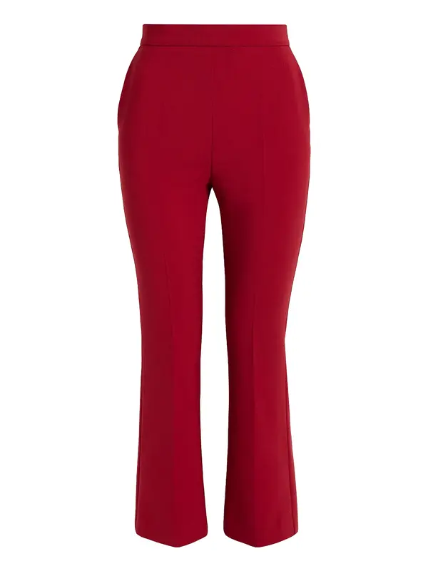 Max Mara Nepeta Grain De Poudre Wool-blend Kick-flare Pants - Red