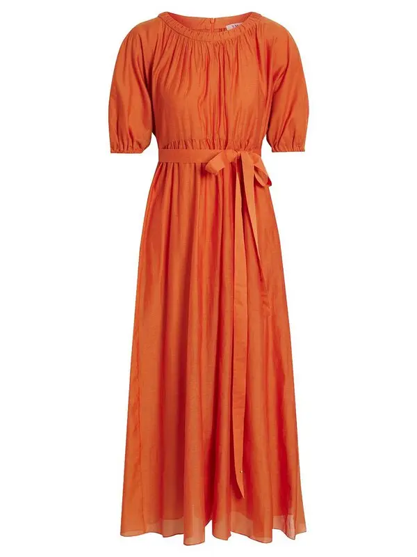 Max Mara Belted Gathered Midi Dress - Orange