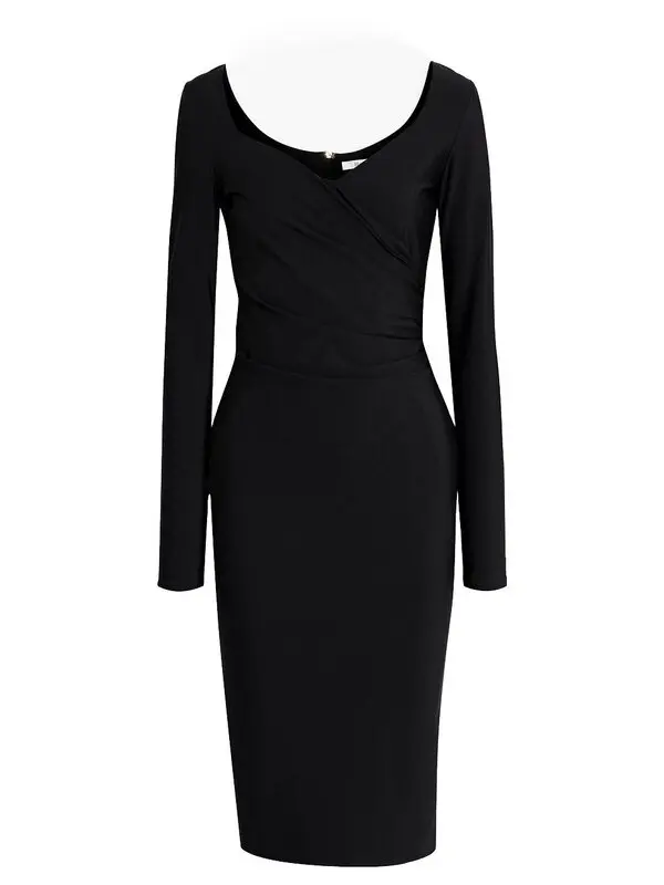 Max Mara Wrap-effect Pleated Jersey Dress - Black