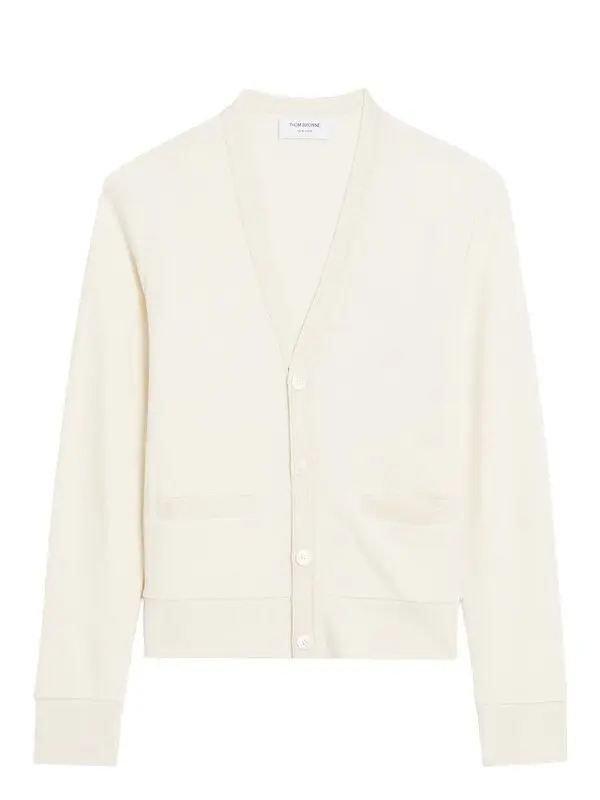 Thom Browne Cashmere Piqué Cardigan - Ivory