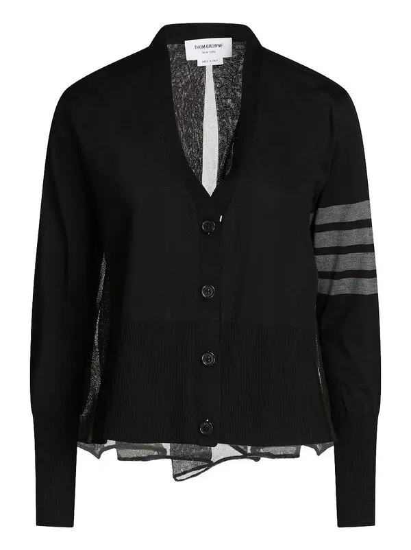 Thom Browne Striped Burnout Silk-blend Cardigan - Black