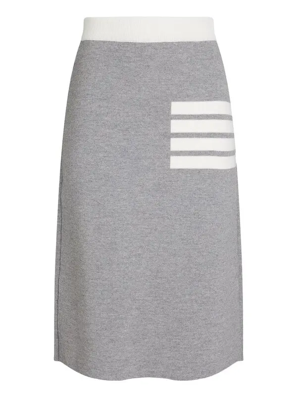 Thom Browne Intarsia Wool-blend Midi Skirt - Light Gray