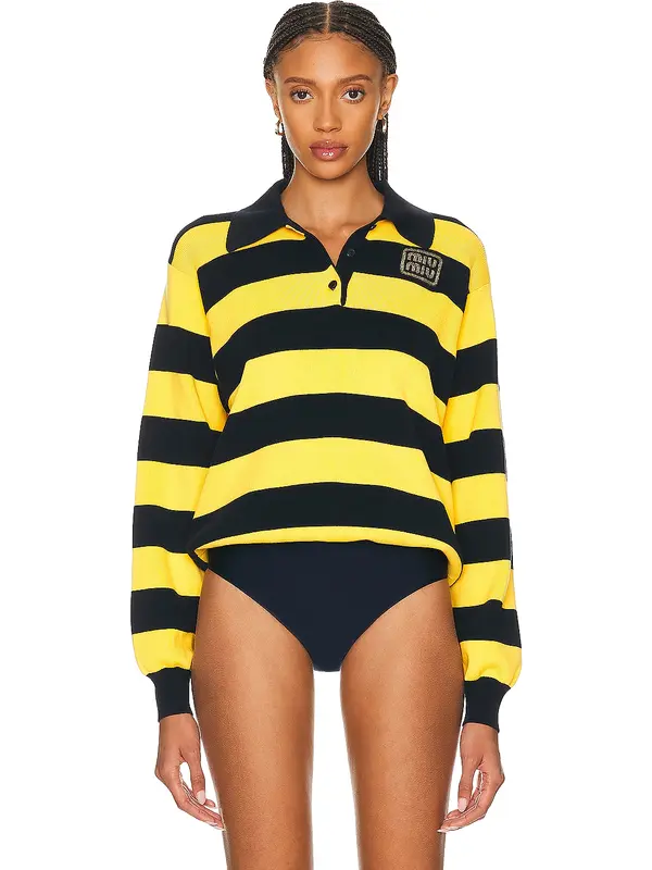 Miu Miu Long Sleeve Top - Blu & Giallo