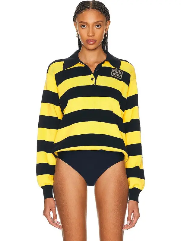 Miu Miu Long Sleeve Top - Blu & Giallo