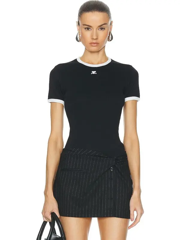 COURREGES Reedition Contrast T-shirt - Black & Heritage Black