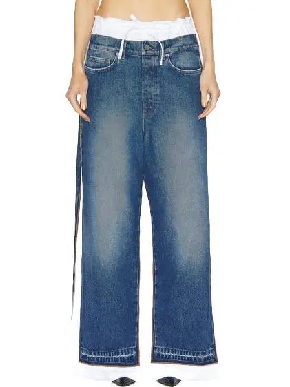 JEAN PAUL GAULTIER Wide Leg Jeans - Vintage Blue & White
