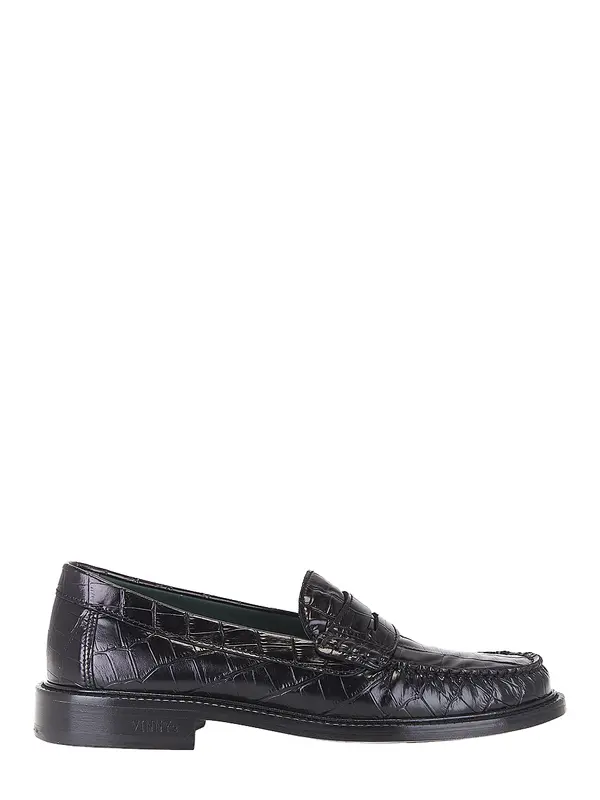 VINNY'S Yardee Mocassin Loafer - Croco Pattern Black