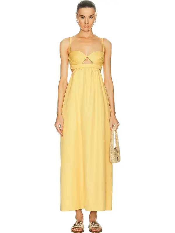 ADRIANA DEGREAS Matelasse Cotton Long Dress - Yellow