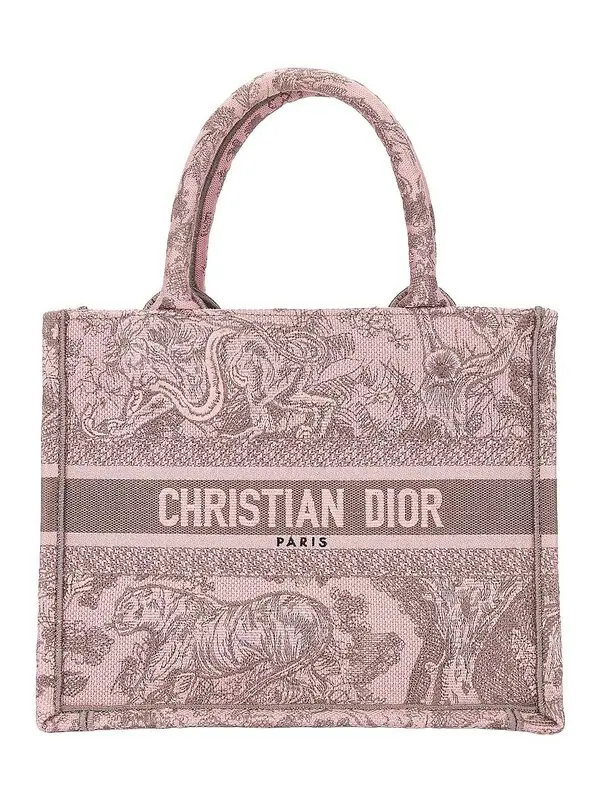 Dior Toile De Jouy Embroidery Book Tote Bag - Pink