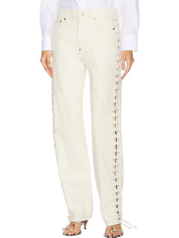 Stella McCartney Lacing Straight Leg Jeans - Ecru