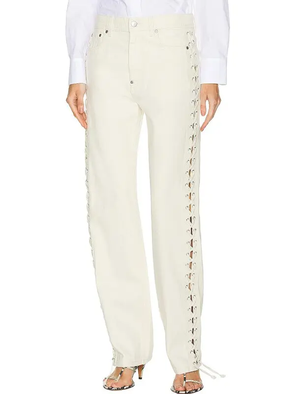 Stella McCartney Lacing Straight Leg Jeans - Ecru