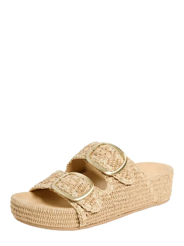 LOEFFLER RANDALL Theo Two-band Raffia Sandals - Natural/natural