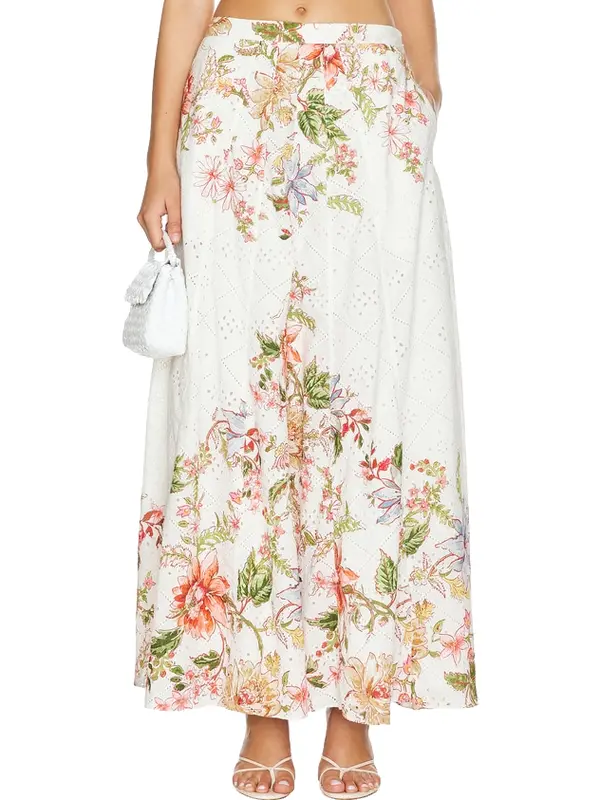 Hemant & Nandita Maxi Skirt - White Floral