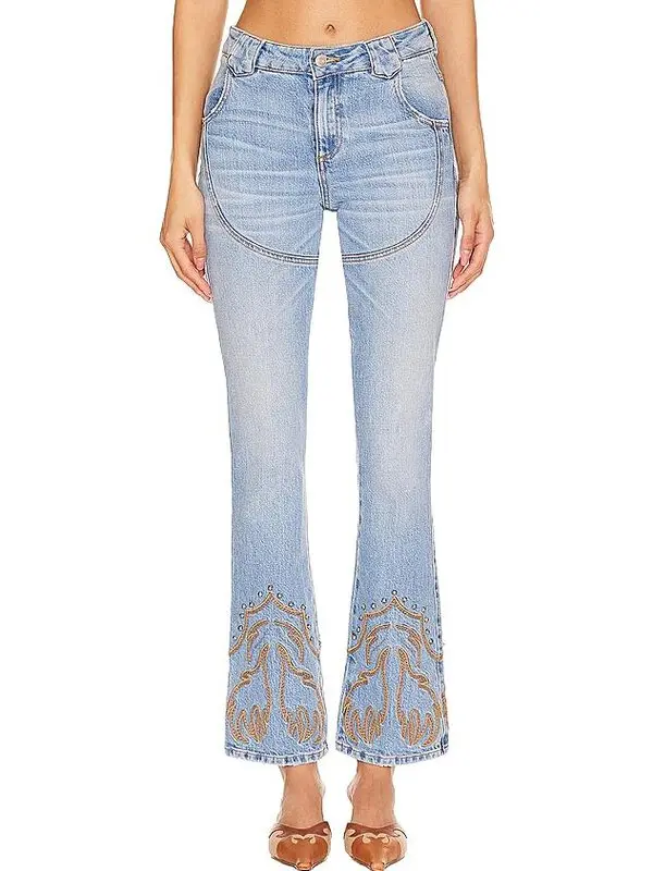 UNDERSTATED LEATHER Western Stretch Jeans - Cowboy Tears Blue
