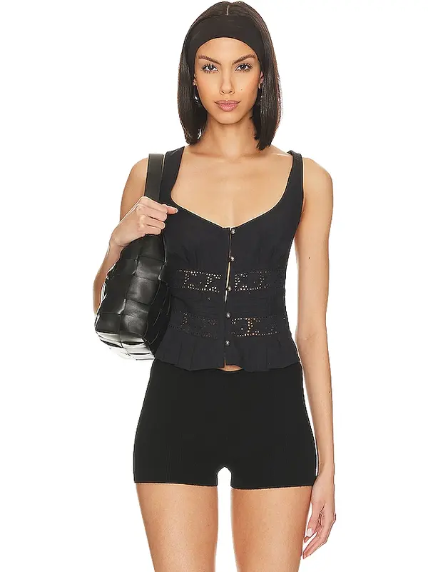 Free People Kianna Lace Tank - Black