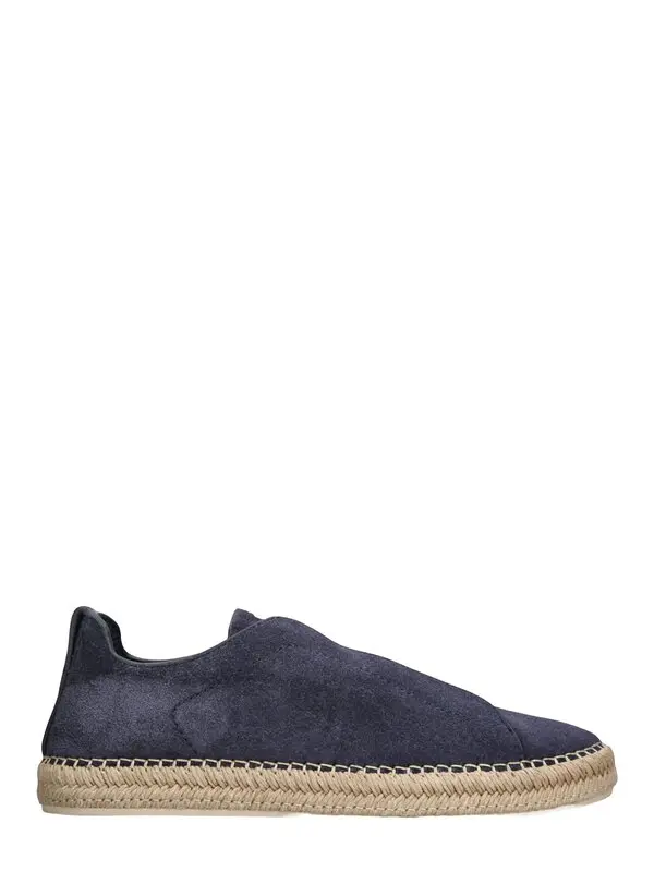 Zegna Suede Triple Stitch Espadrilles - Blue