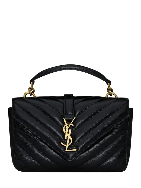 Saint Laurent Mini Collège Shoulder Bag - Black