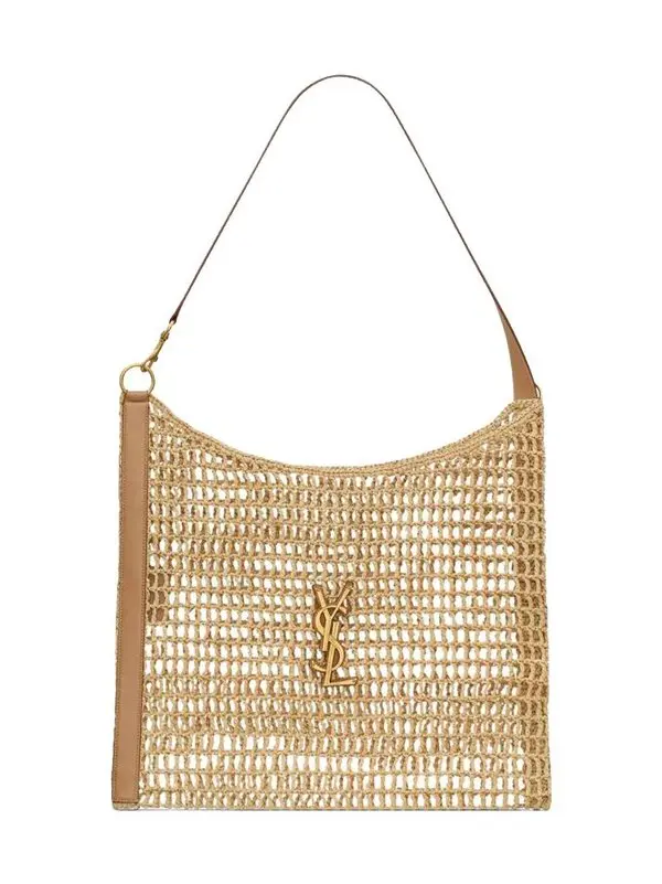 Saint Laurent Raffia Oxalis Crochet Shoulder Bag - Nude