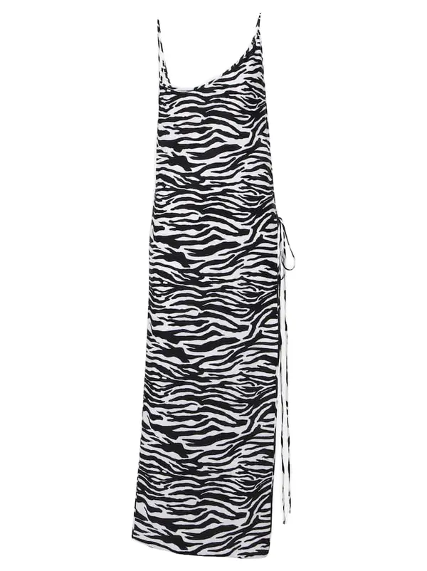 Attico Zebra-print Midi Dress - Black