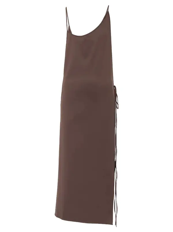 Attico Side-slit Gathered Midi Dress - Brown